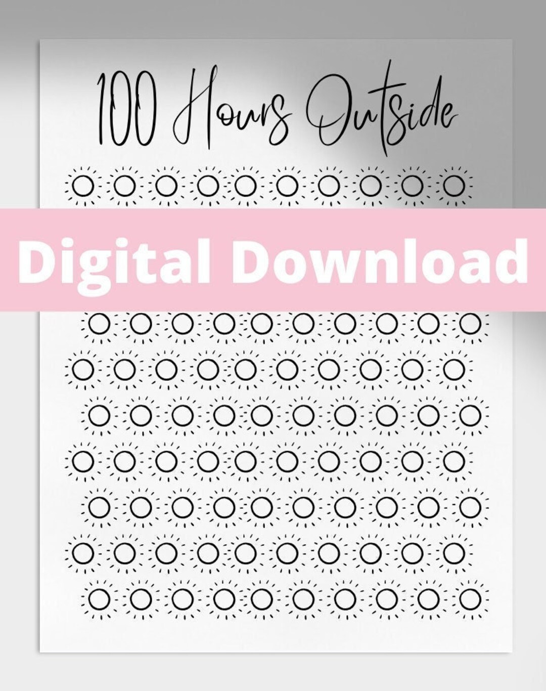 100 Hours Outside Tracker / Outside Hour Tracker / 100 Hours Outdoors ...