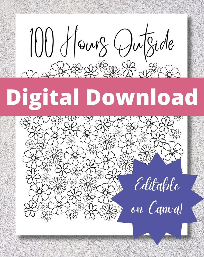 Editable Habit Tracker Set/ 100 Hours Outside/ 100 Miles Moved/ 100 ...