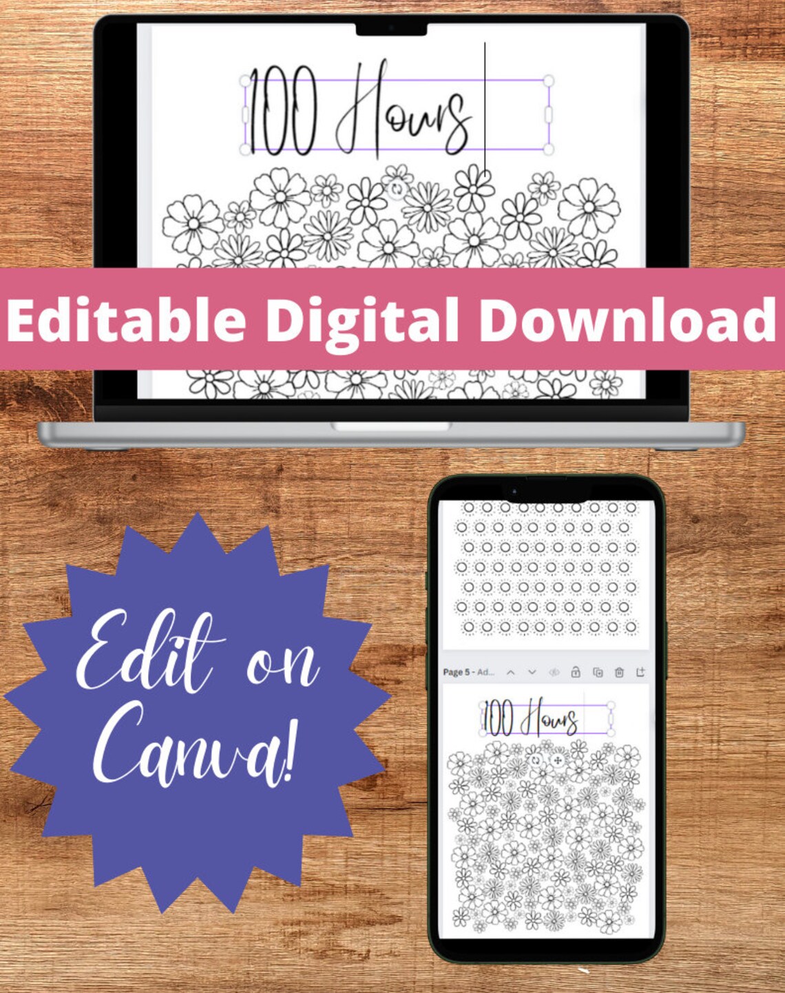 Editable Habit Tracker Set/ 100 Hours Outside/ 100 Miles Moved/ 100 ...