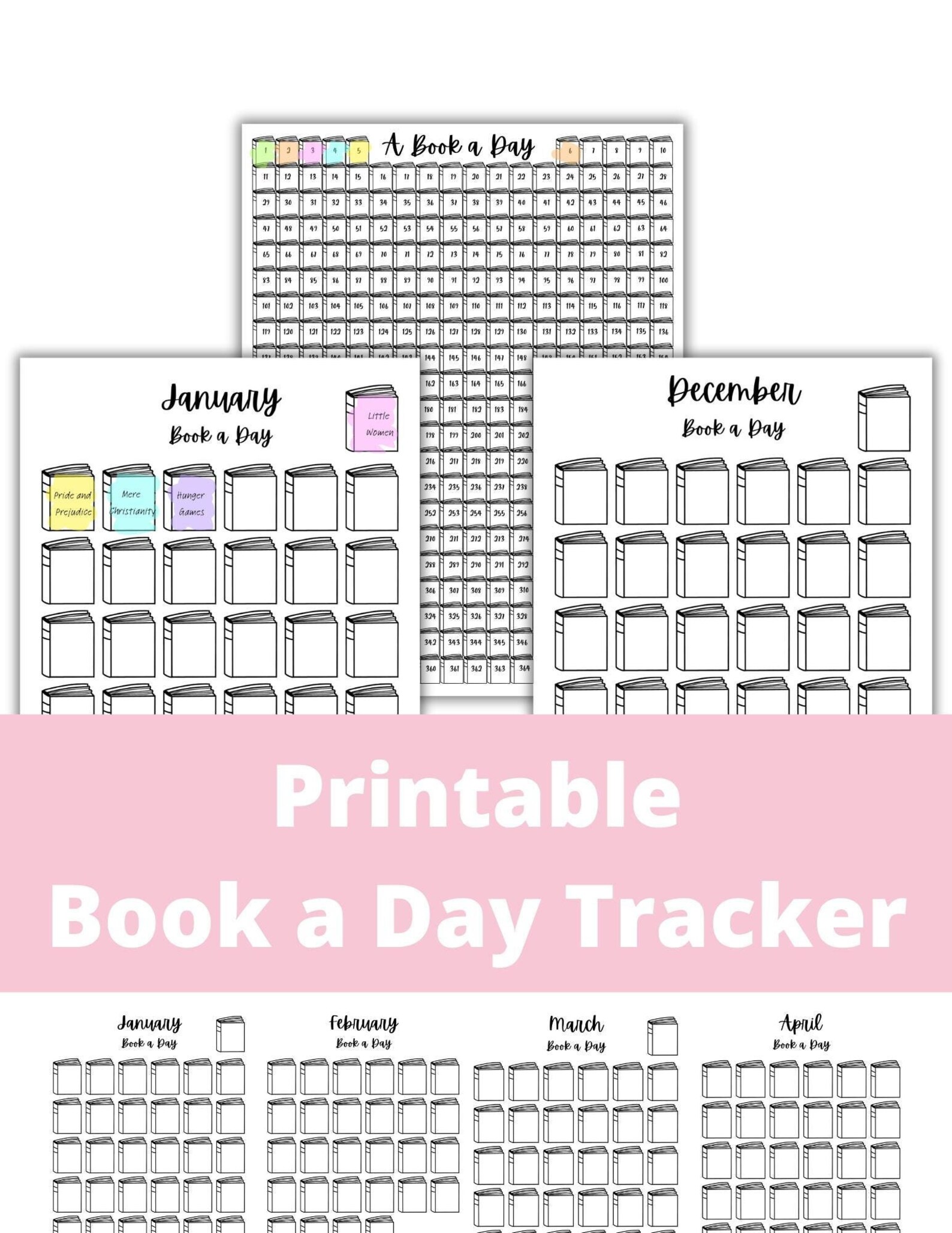 Book a Day Printable Tracker / Daily Book Tracker / Book a Day ...