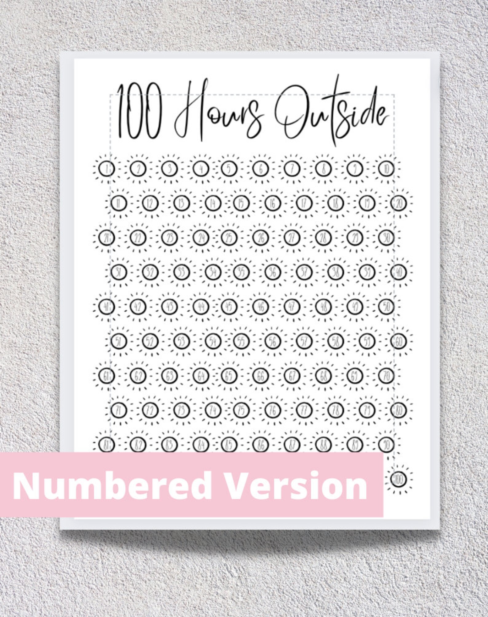 100 Hours Outside Tracker / Outside Hour Tracker / 100 Hours Outdoors ...