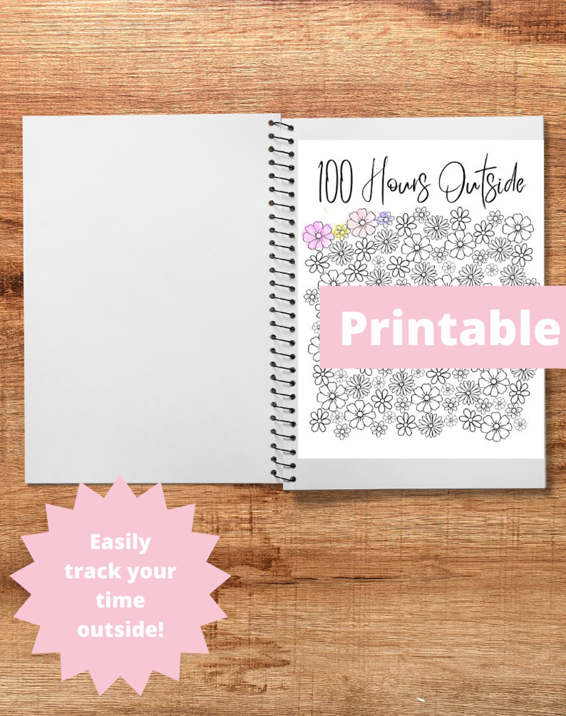 100 Hours Outside Tracker / Outside Hour Tracker / 100 Hours Outdoors ...