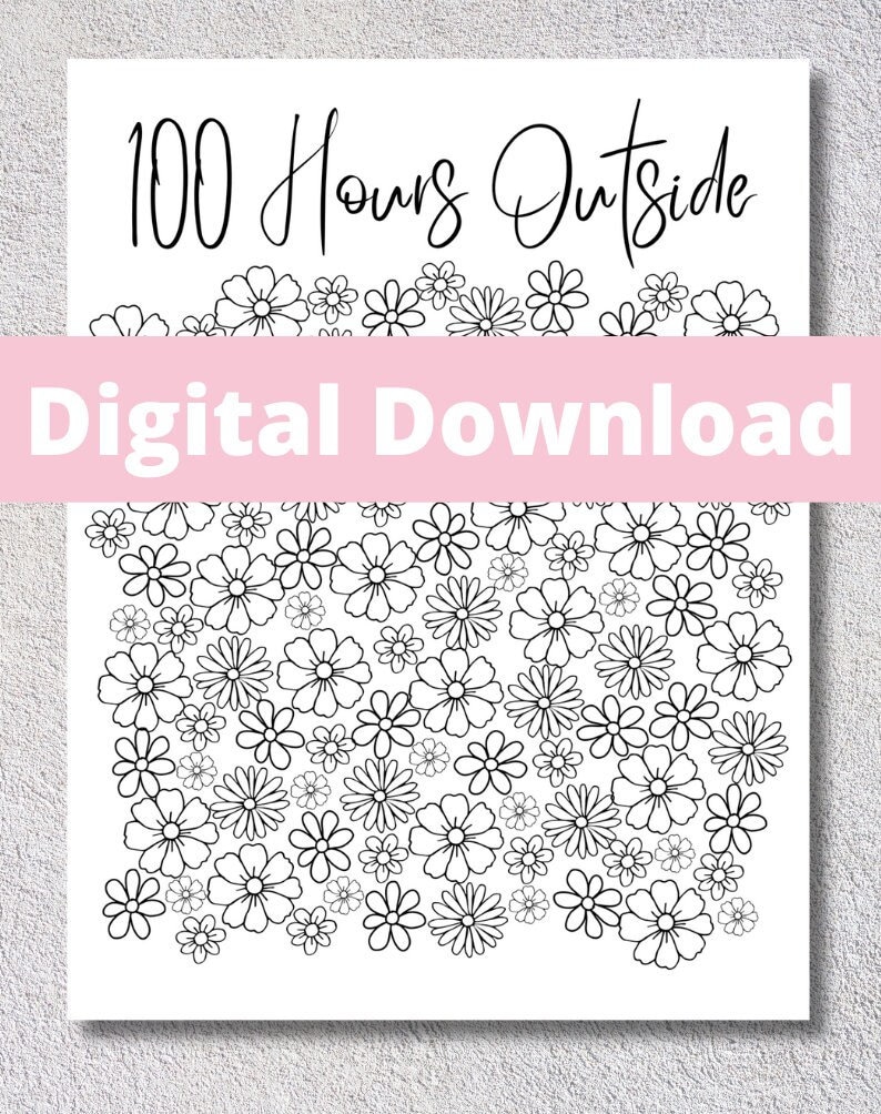 100 Hours Outside Tracker / Outside Hour Tracker / 100 Hours Outdoors ...