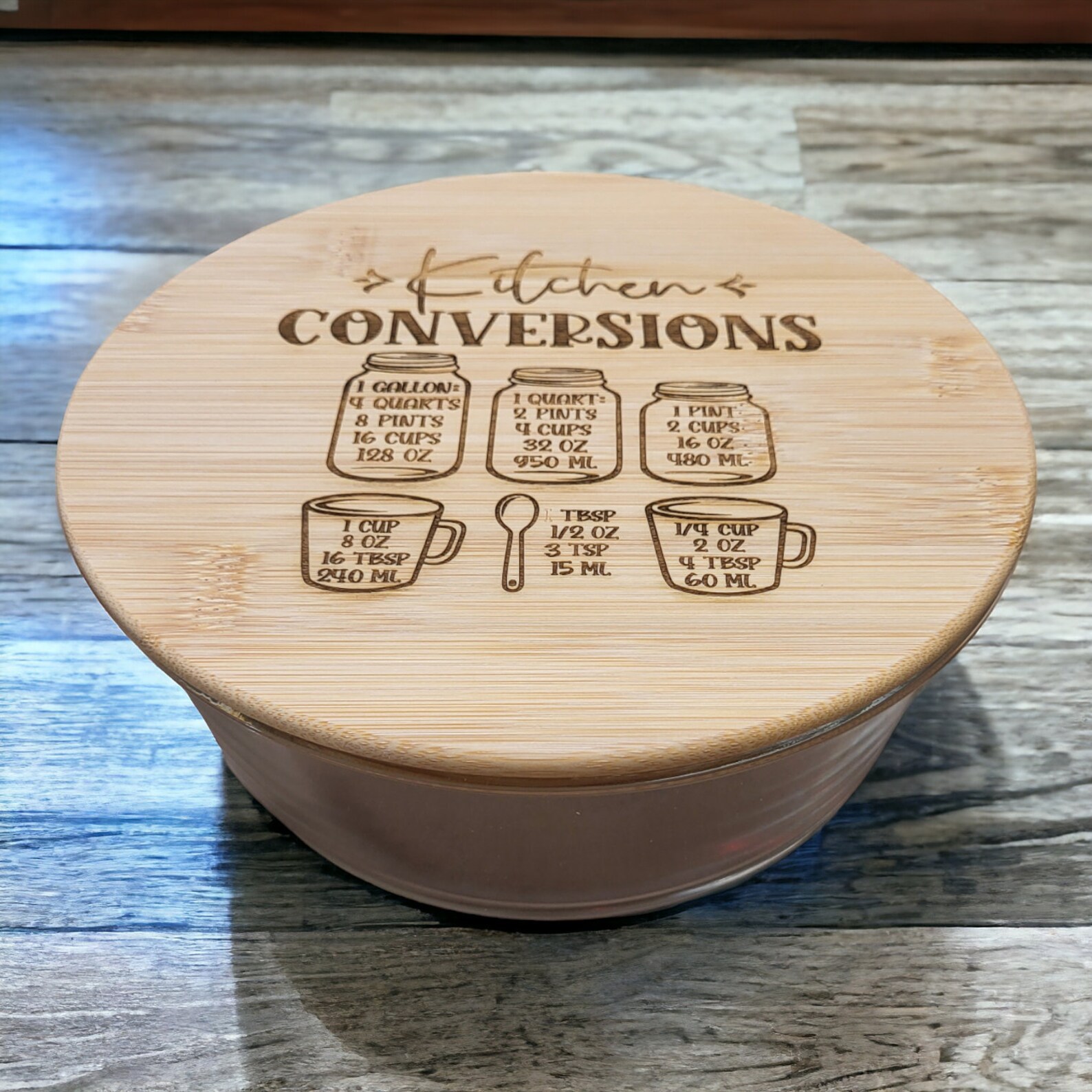 Personalized Round Glass Storage Container Set With Bamboo Lid, Laser ...