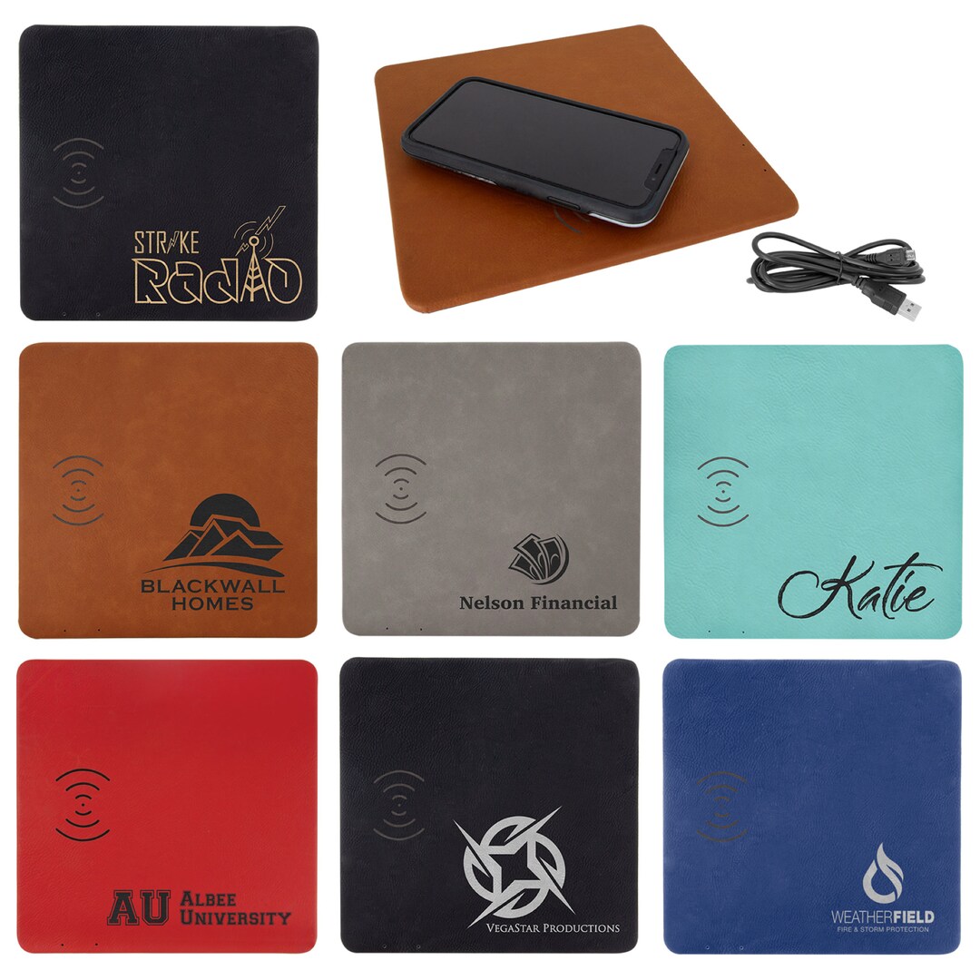 Personalized Vegan Leather Wireless Phone Charging Mat: Laser Engraved ...