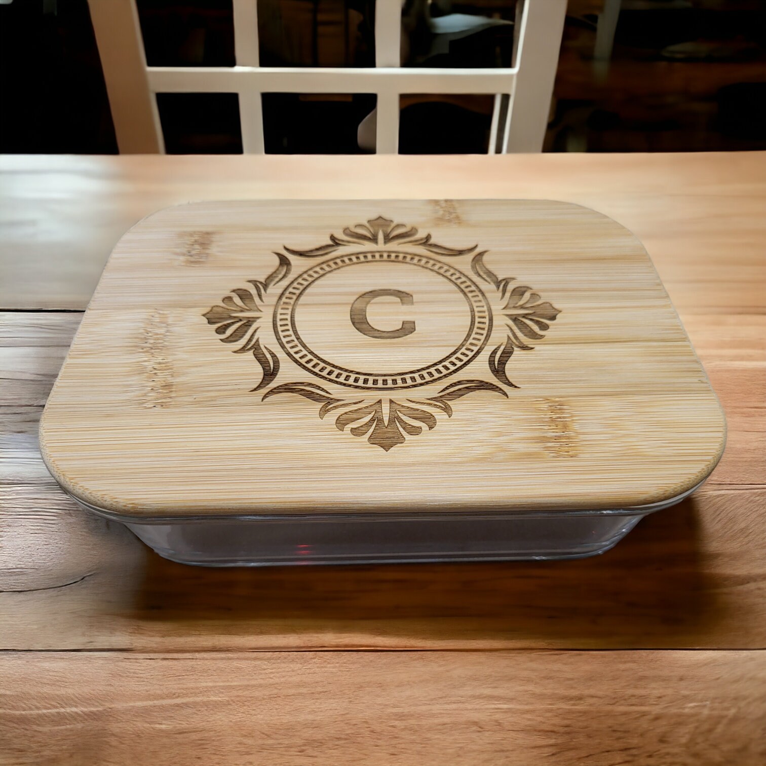 Personalized Rectangle Glass Storage Container Set With Bamboo Lid ...