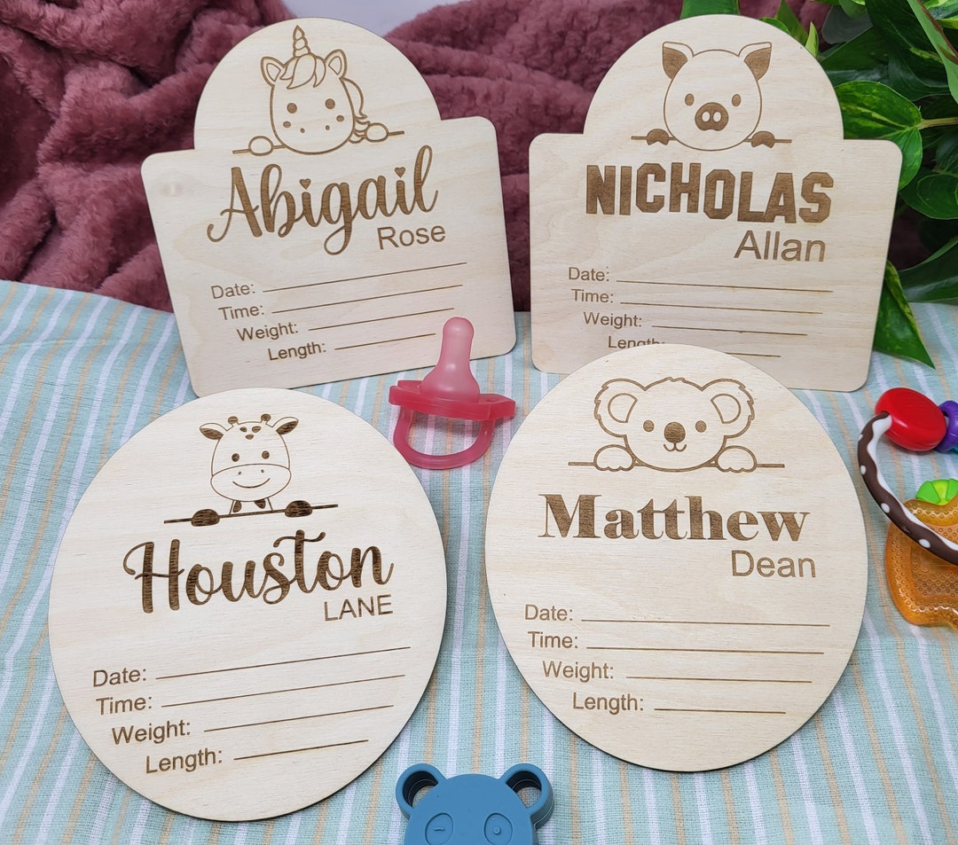 Baby Announcement Sign, Animal Name Sign, Hospital Name Sign, Baby ...