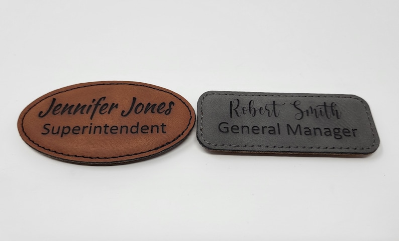 Leather Name Tag Personalized Magnetic Name Tag Vegan - Etsy