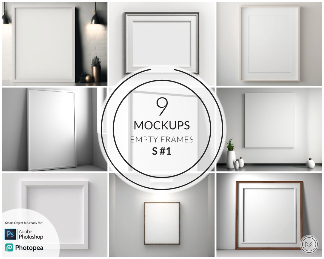 Buy 9 Empty Frames Bundle S1 PSD Empty Frame Mockups Frame Mockup Smart ...