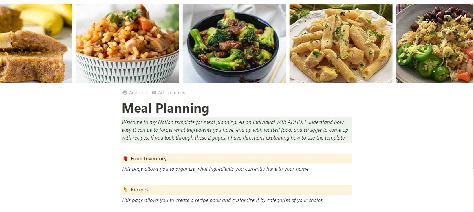 Notion Meal Planning Template - Customizable Cookbook - Grocery List ...