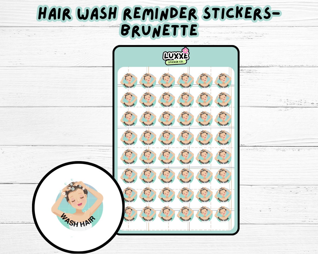 Hair Wash Reminder Planner Sticker Sheet Brunette - Etsy