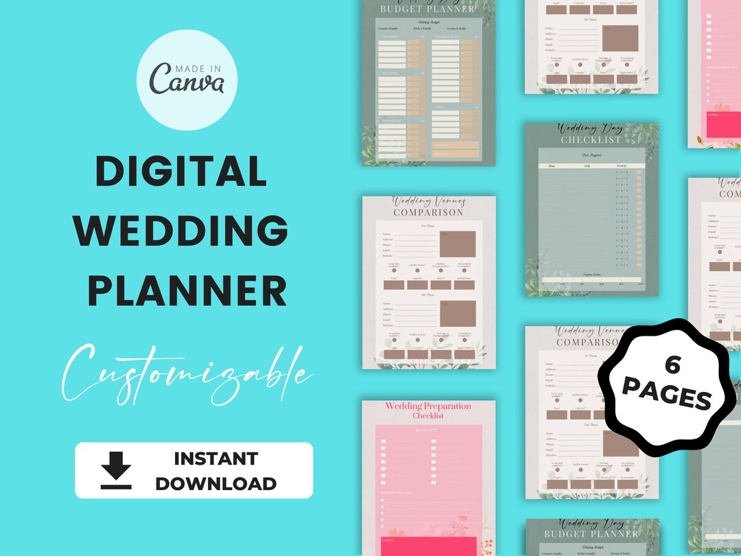 Digital Wedding Planner Stress-free Wedding Planning Print or Use ...