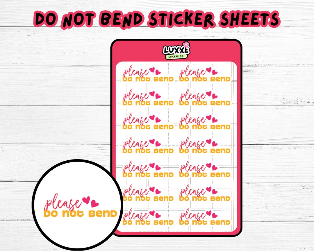 Small Business Do Not Bend Sticker Sheets - Etsy