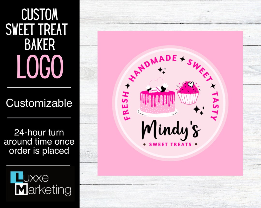 Pink Sweet Treat Baker Logo, Custom Logo, 24 Hour Turn Around Time - Etsy