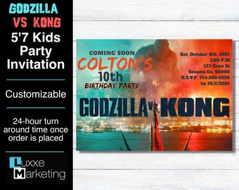 Godzilla Invite Godzilla Birthday Invitation Printable - Etsy
