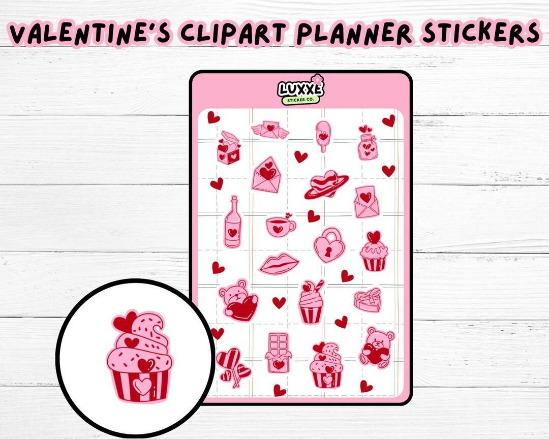 Valentine's Day Clipart Planner Stickers - Etsy