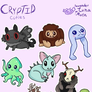 Cryptid Cuties Mini Sticker Sheet! Classic Cryptids Made Cute!! - Etsy
