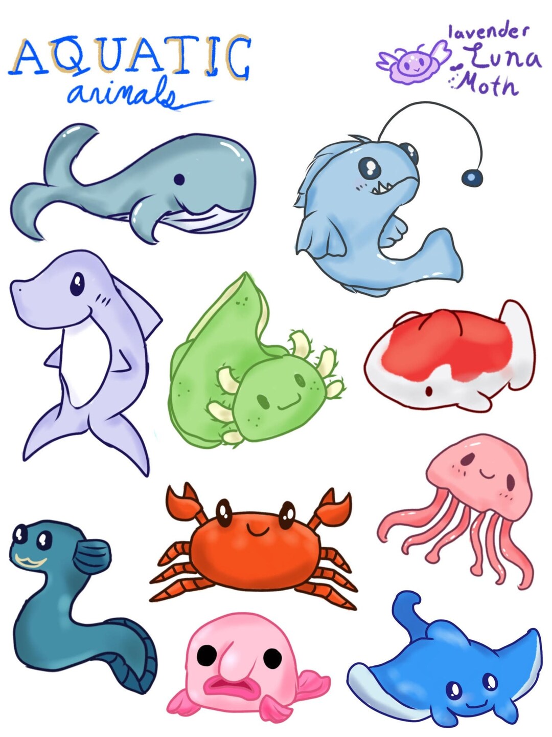 Aquatic Animals Mini Sticker Sheet! Mini Sea Creatures You'll Love!! - Etsy