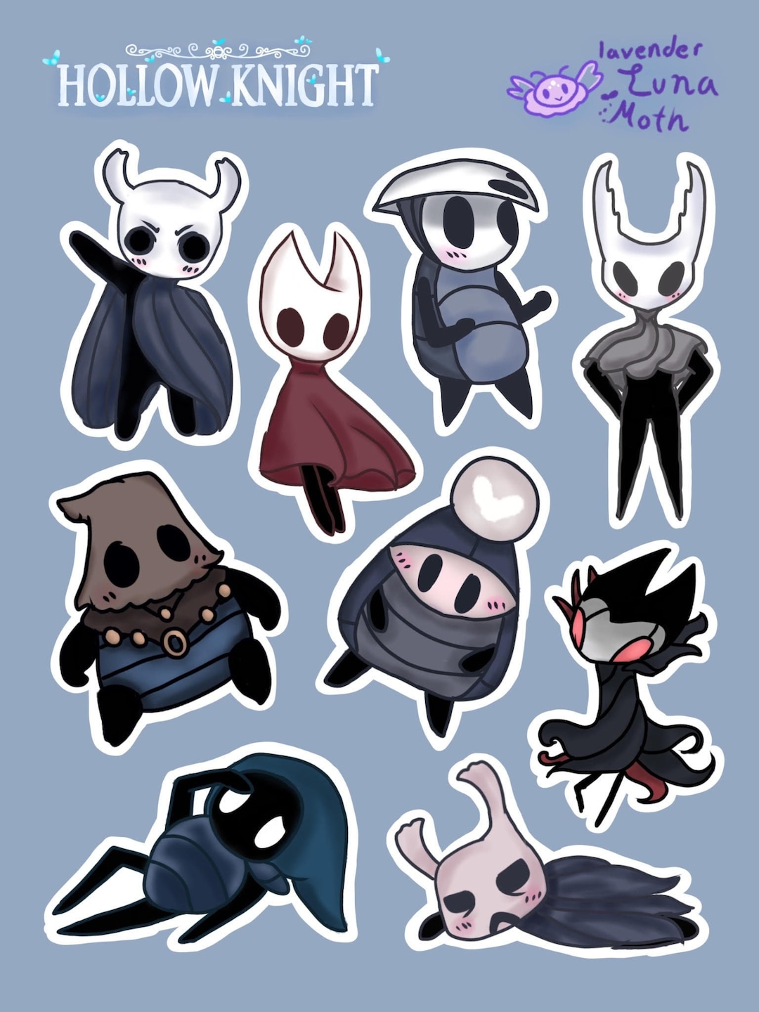 Hollow Knight Mini Sticker Sheet! Indie Game Insects You'll Love! - Etsy