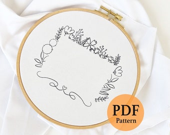 Christmas Photo Frame Embroidery Pattern, Floral Picture Frame ...
