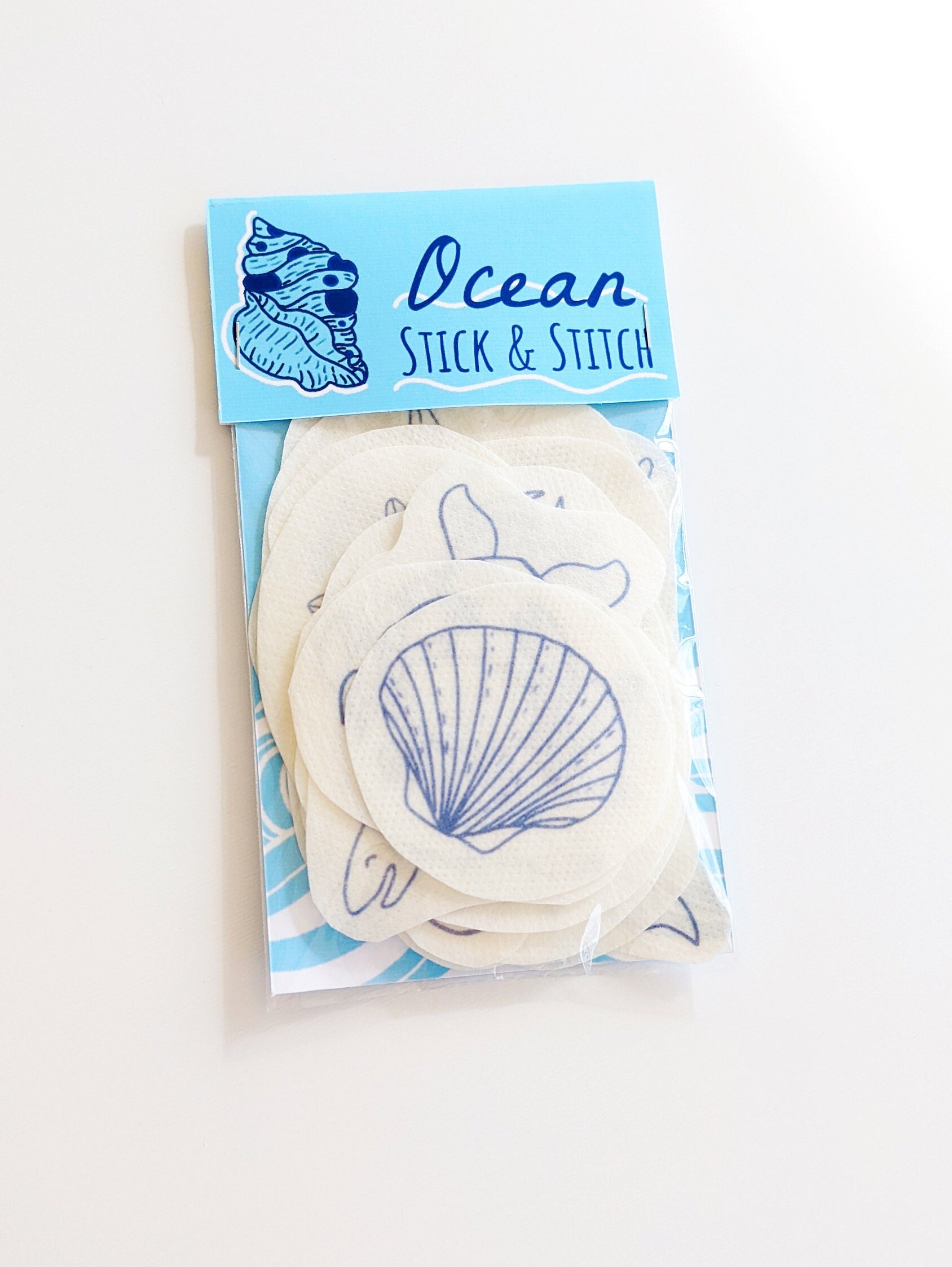 Ocean Stick & Stitch Pack, Cute, Fish, Shell, Blue, Embroidery Kit, DIY ...