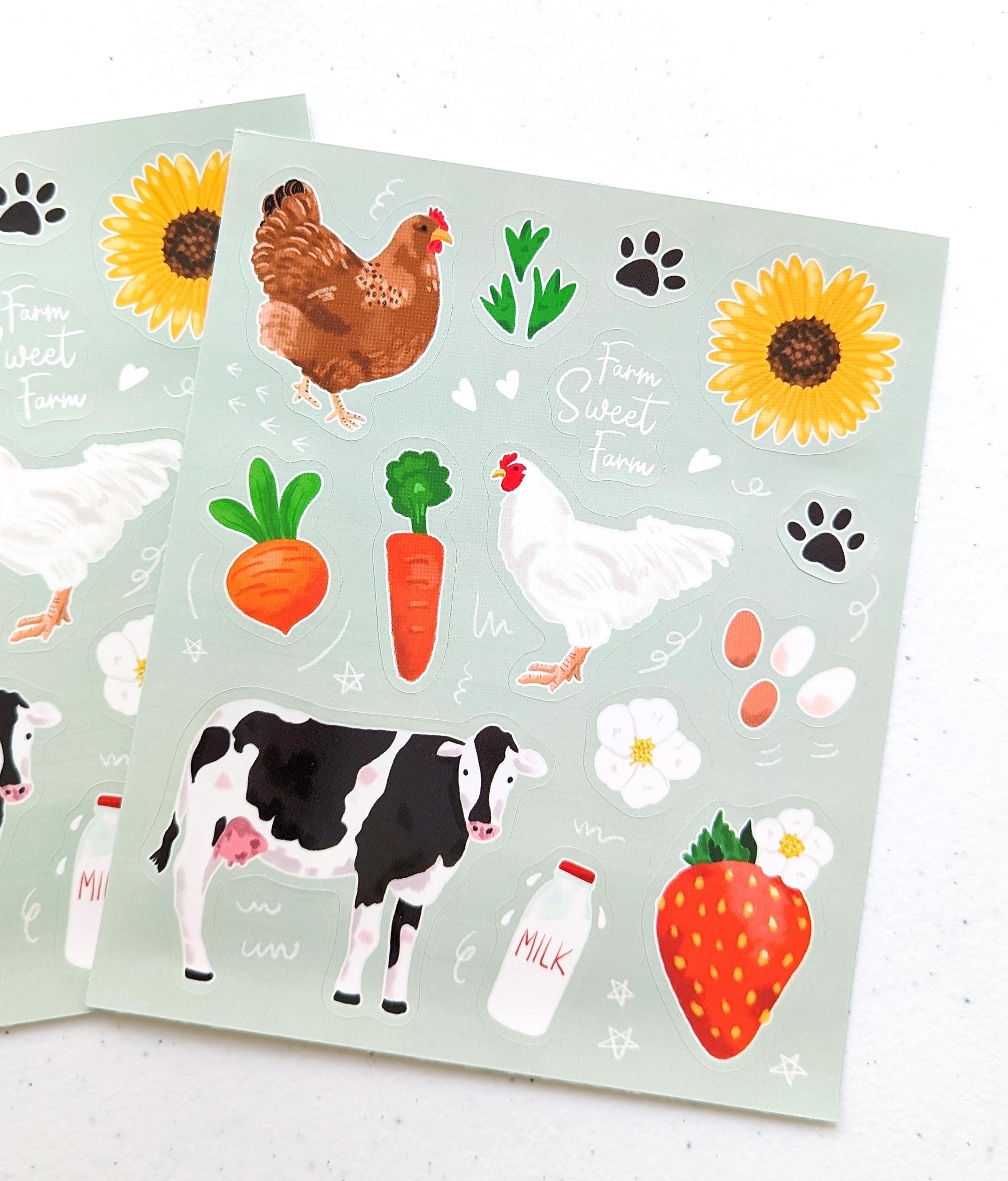 Farm Life Sticker Sheet | Cute Farm Animal Stickers, Country Living ...