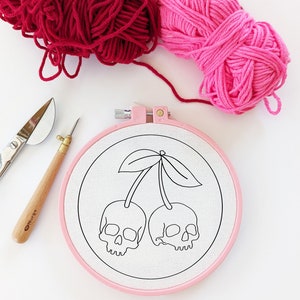 Punch Needle Pattern, Cherry Pattern, Skull Art, Punch Needling ...