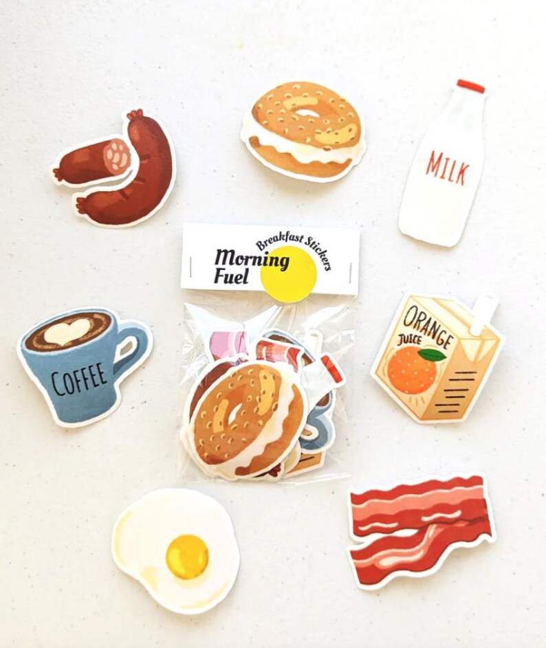 Breakfast Sticker Pack for Foodie With Kawaii and Food Stickers - Etsy