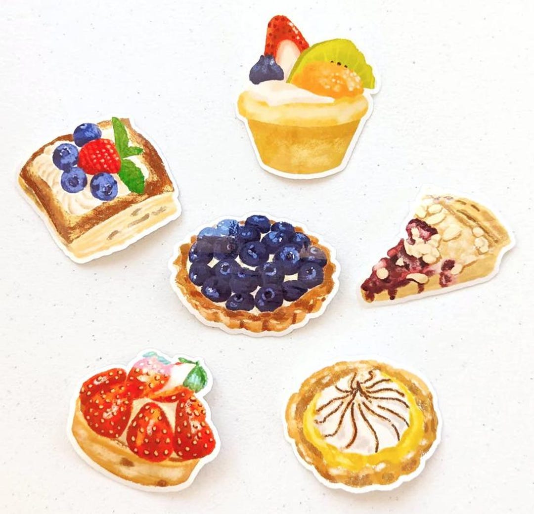 Pie & Tart Sticker Pack for Foodie and Bakery Lover and Kawaii Stickers ...