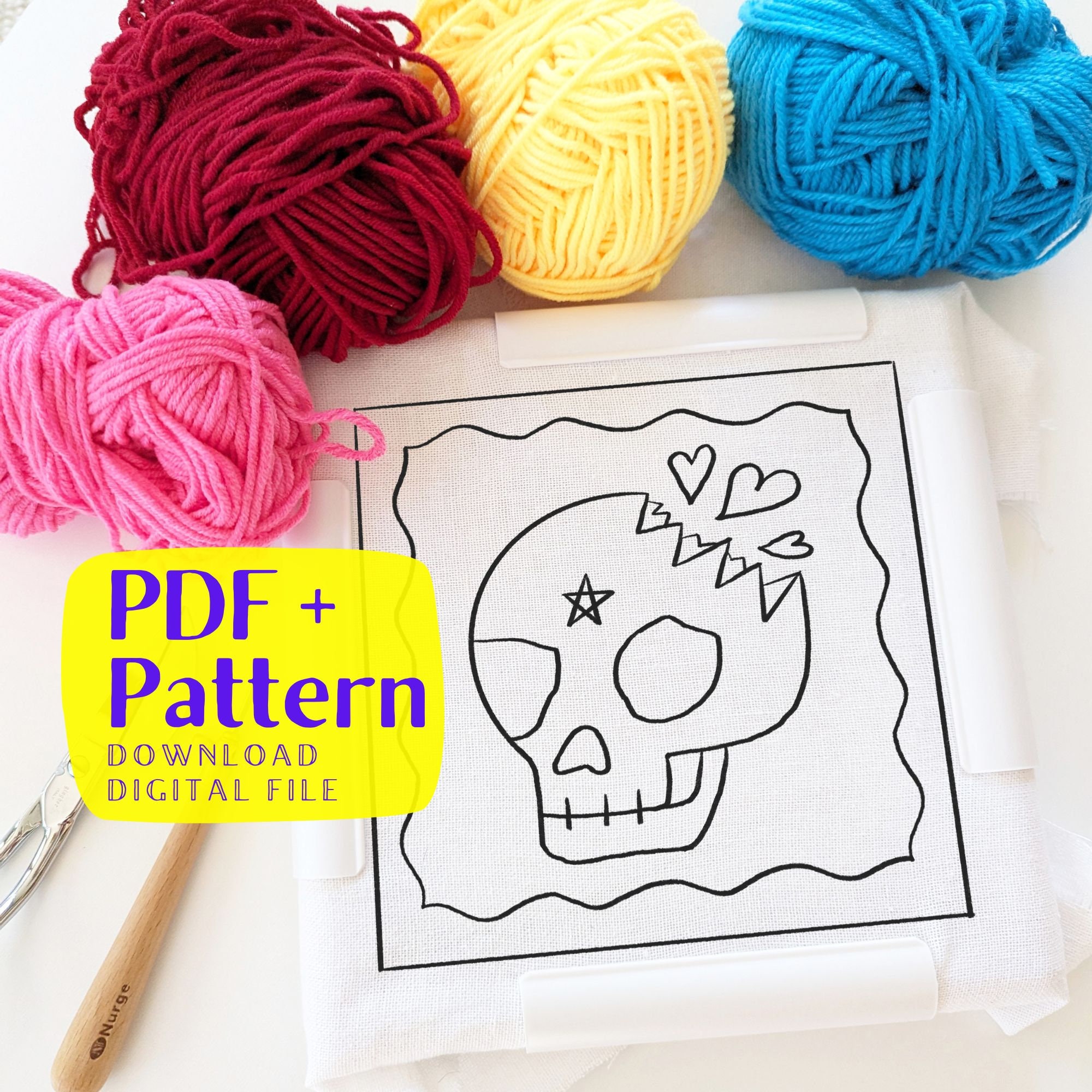 Punch Needle Pattern PDF Pattern Skull Art Punch Needling - Etsy
