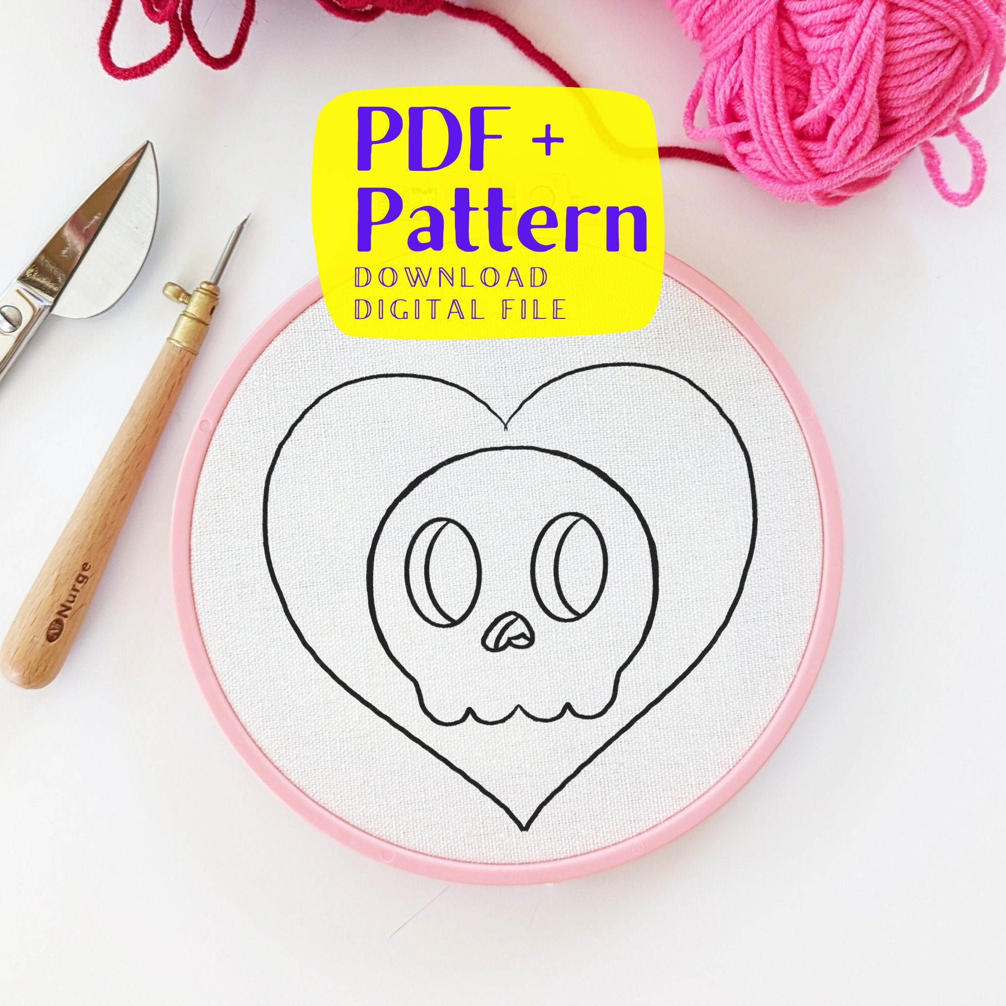 Punch Needle Pattern PDF Pattern Skull Art Punch Needling - Etsy