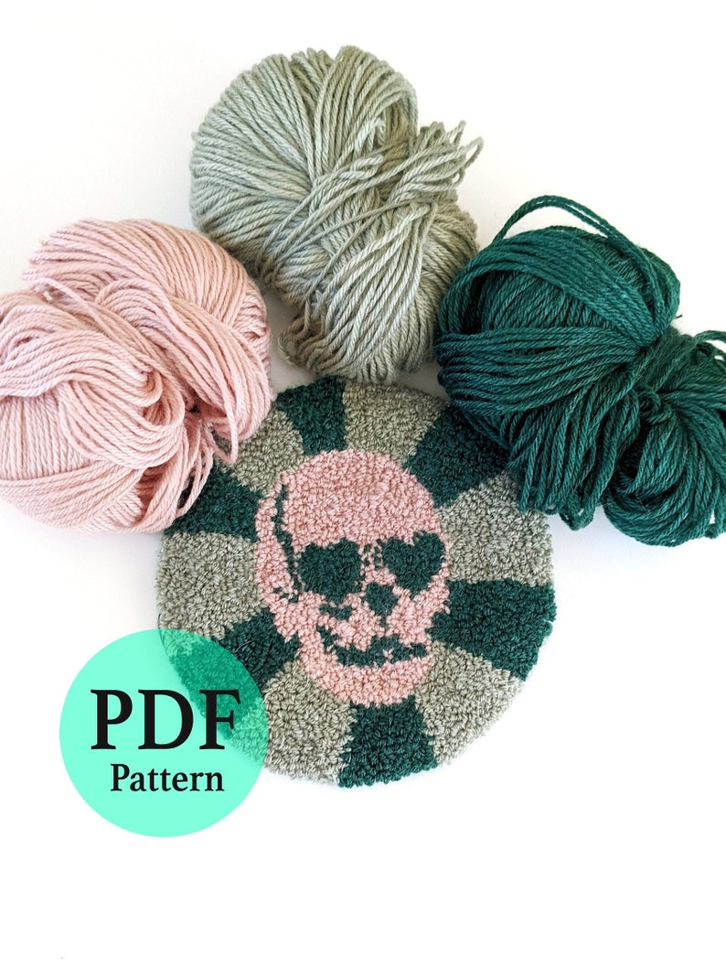 Punch Needle Pattern, PDF Pattern, Skull Art, Punch Needling, Coaster ...