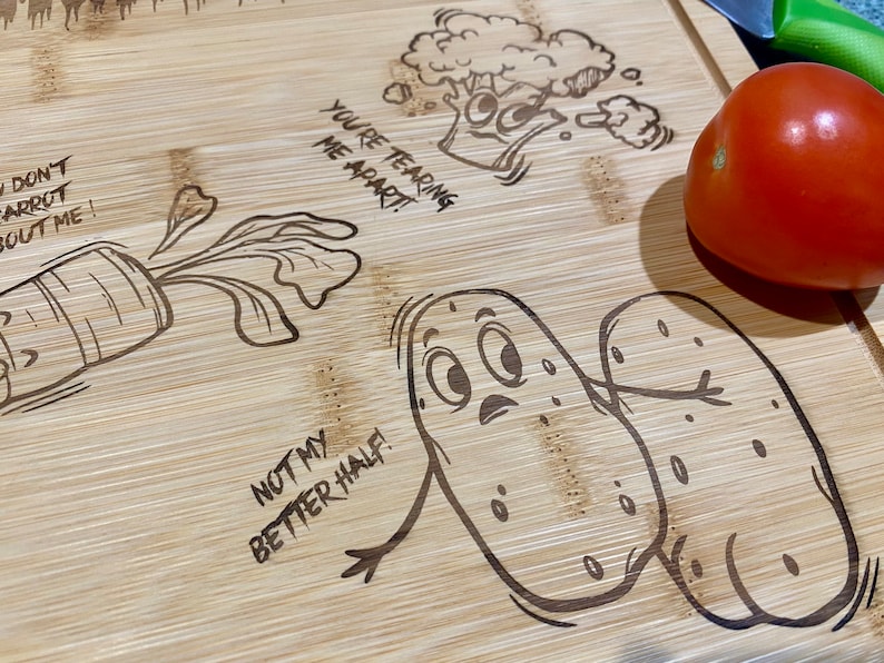 Murder Vegetable Cutting Board – Funny Laser Engraved Charcuterie Gift ...