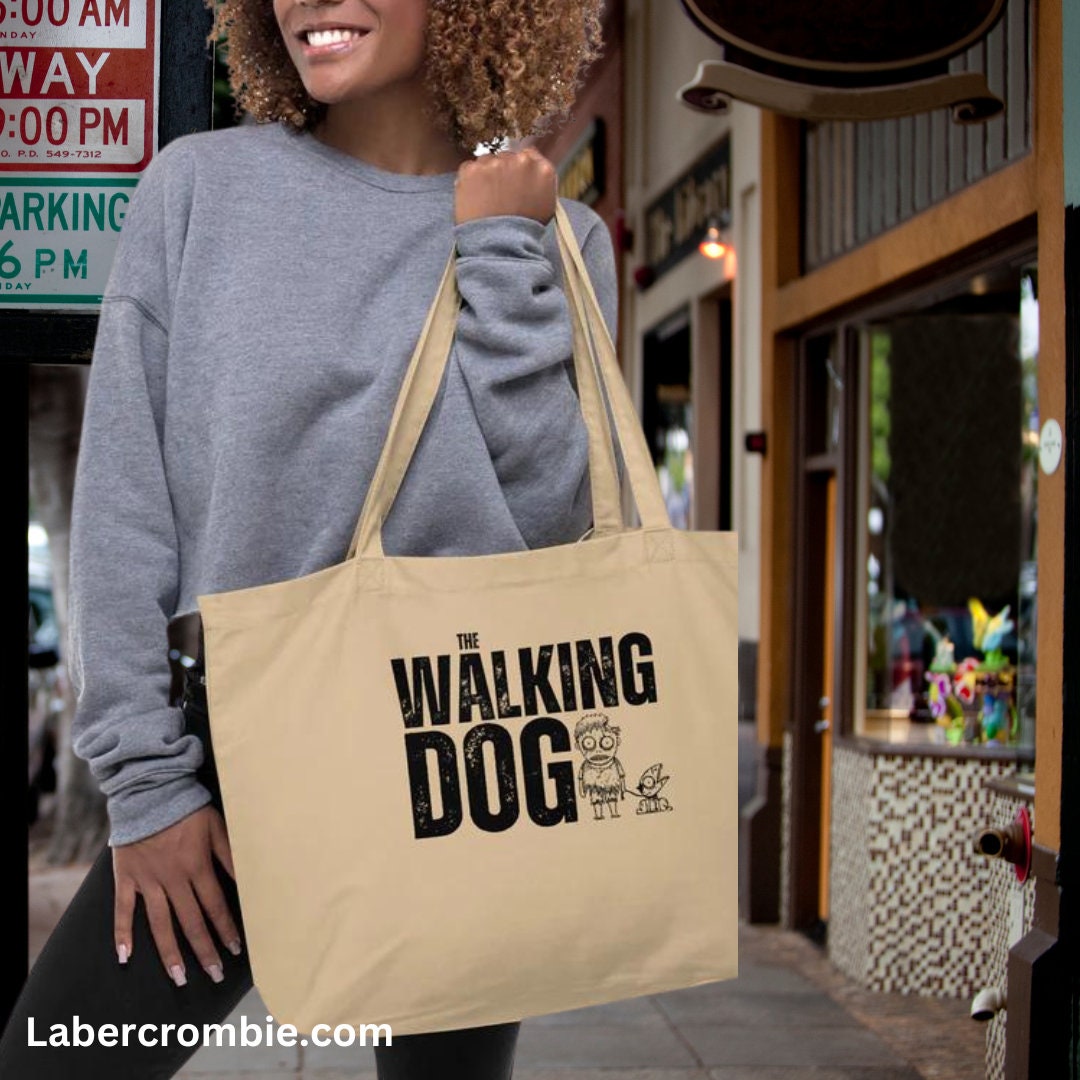 The Walking Dog Large Organic Tote Bag, Cute Tote Bags, Cute Dog Totes ...