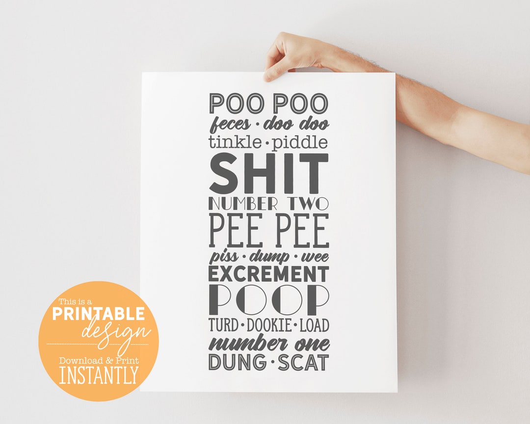 Poo Poo Pee Pee Poop Tinkle Names Funny Hilarious Bathroom Sign Digital Download Design Print at ...