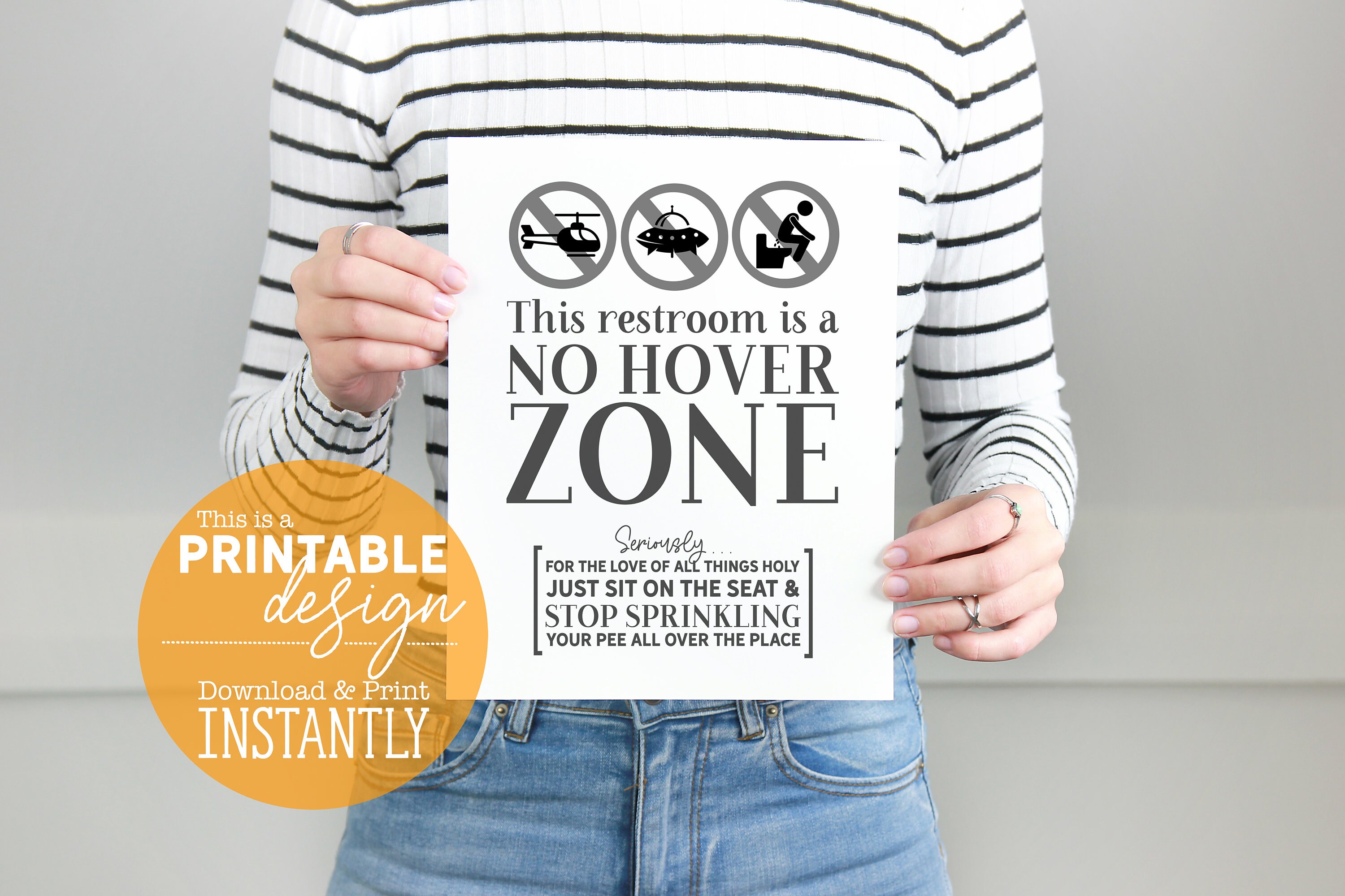 This Restroom Is A No Hover Zone Dont Pee On The Seat Funny Bathroom Sign Digital Download