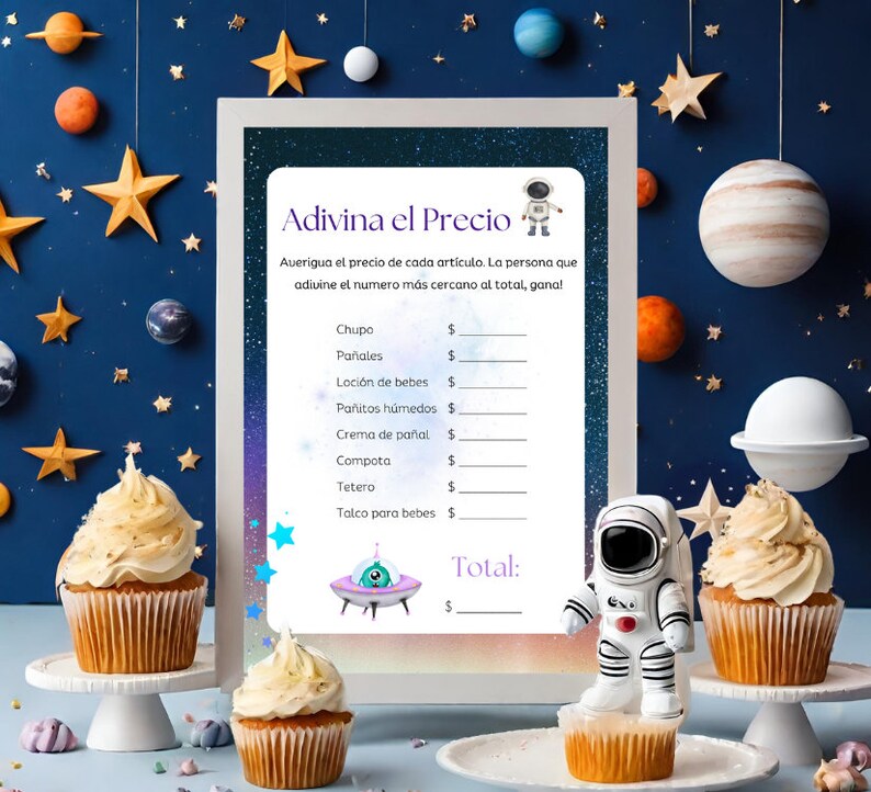Astronaut Baby Shower Game 3 in Spanish / Astronauta Juego 3 De ...