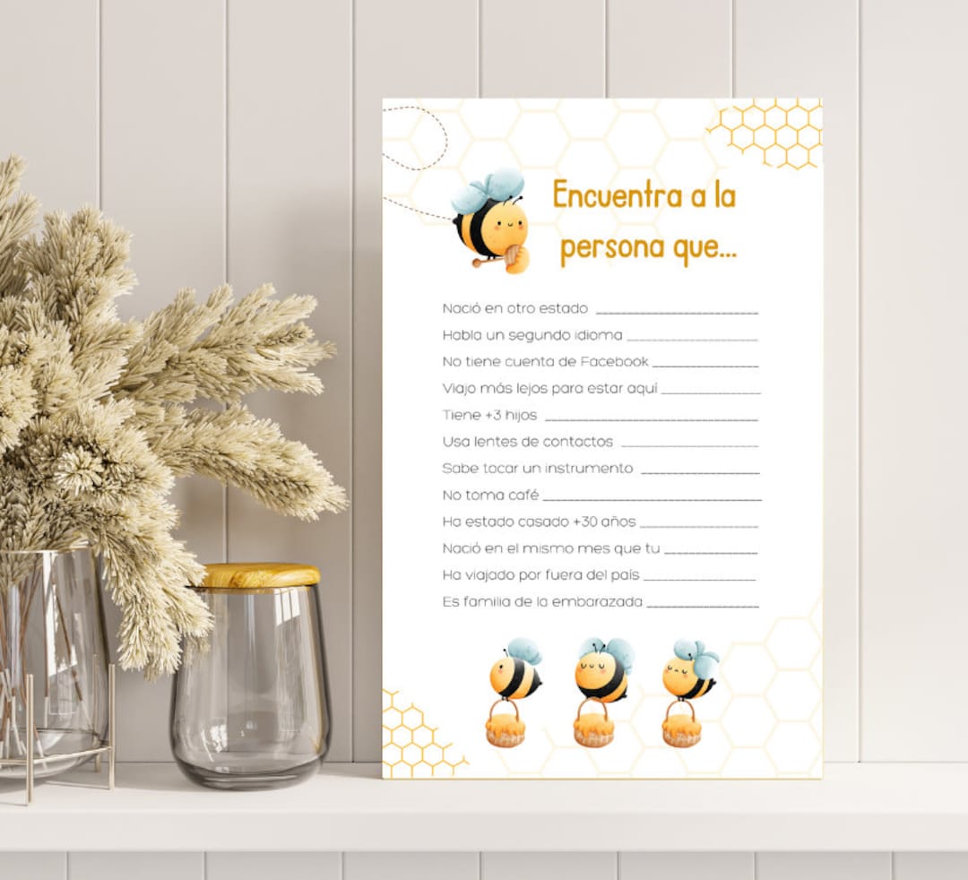 Bee Baby Shower Game 1 in Spanish / Abeja Juego 1 De Bienvenida De Bebe ...