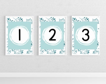 Watercolor Number Posters - Etsy