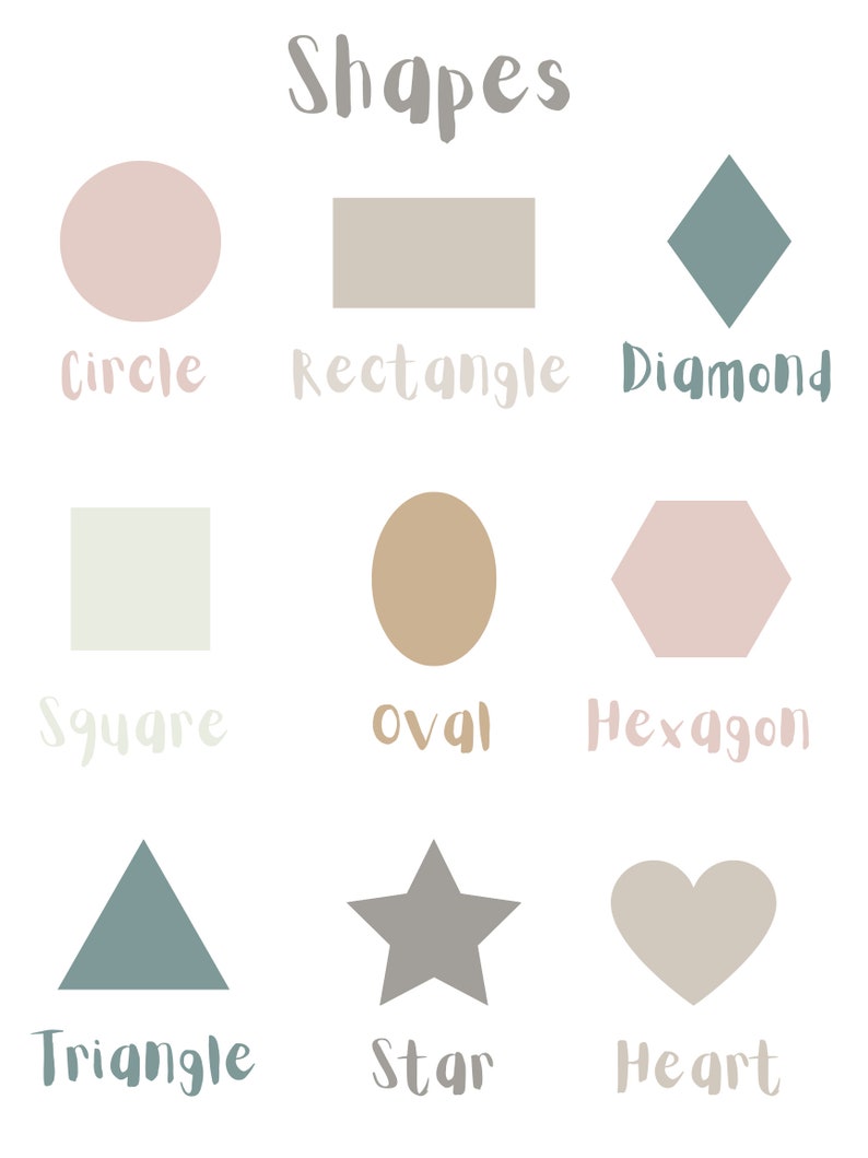 Reggio Emilia Inspired Shape Shapes Poster Muted Calm Colors - Etsy