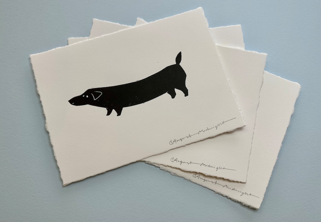 Wiener Dog Linocut - Printmaking - Little Dachshund Art Print - Doxie ...