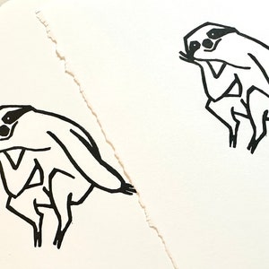 Sloth Linocut - Printmaking - 5x7 Cute Animal Art - Deckle Edge Small ...