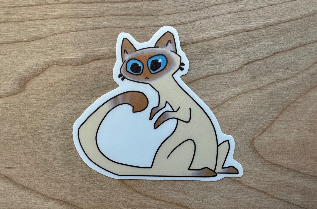 Siamese Cat Sticker - Laptop Case Decal Matte Vinyl Sticker - Cute ...