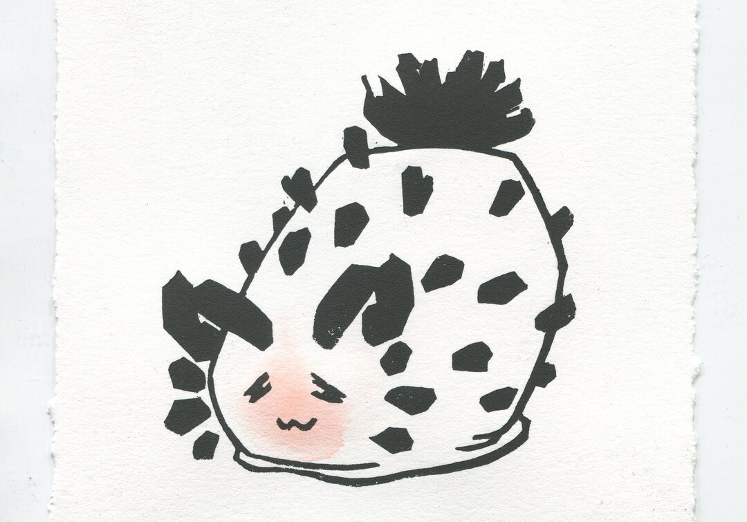 Sea Bunny Original Cute Lino Print - Square Deckle Edge - Unique Wall ...