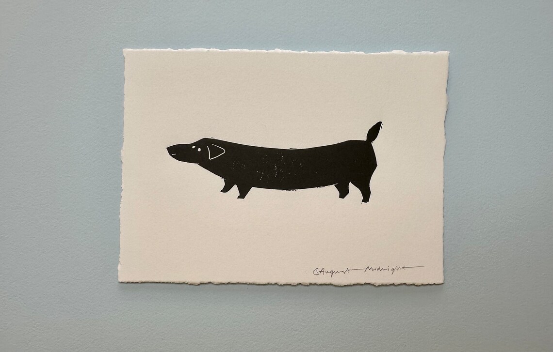 Wiener Dog Linocut - Printmaking - Little Dachshund Art Print - Doxie ...