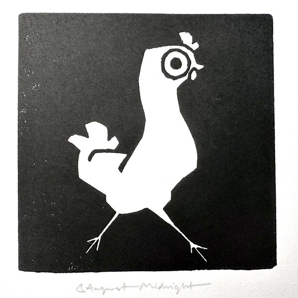 Chicken Linocut - Etsy