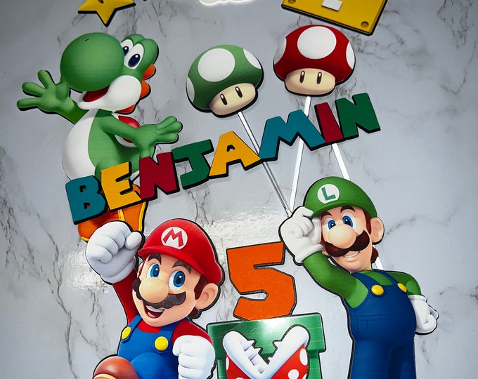 Super Mario Cake Topper & Cutouts - Etsy