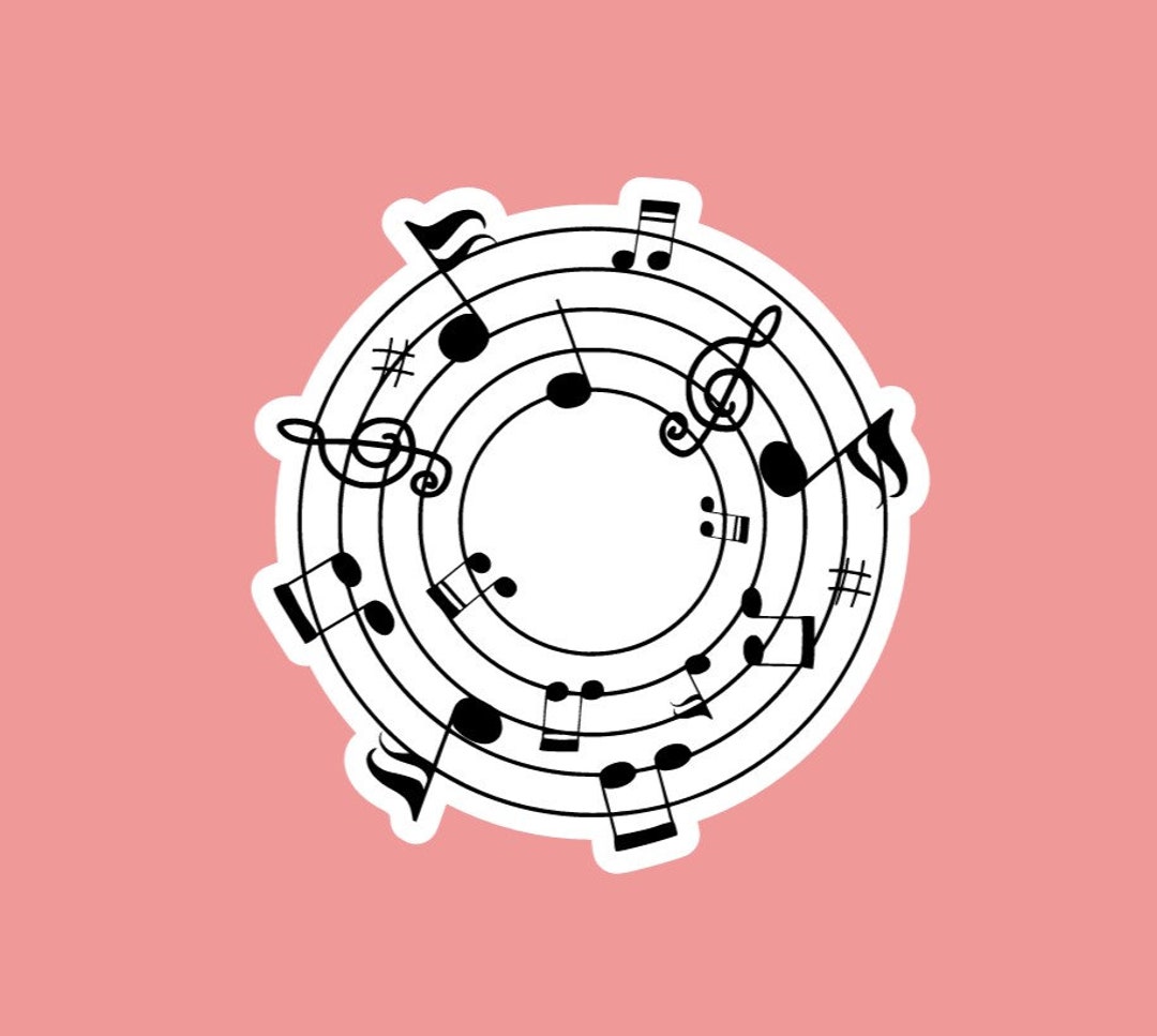 Musical Notes Circle Pattern Vinyl Sticker - Etsy