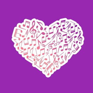 Musical Notes Heart Shaped Vinyl Sticker - Etsy