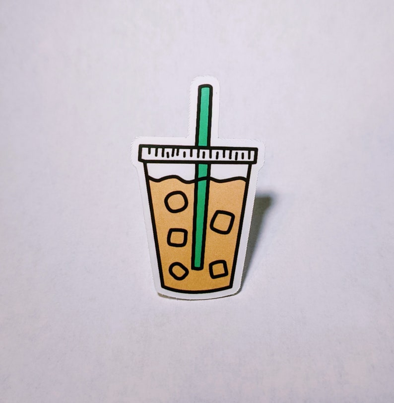 Iced Coffee Vinyl Sticker - Etsy